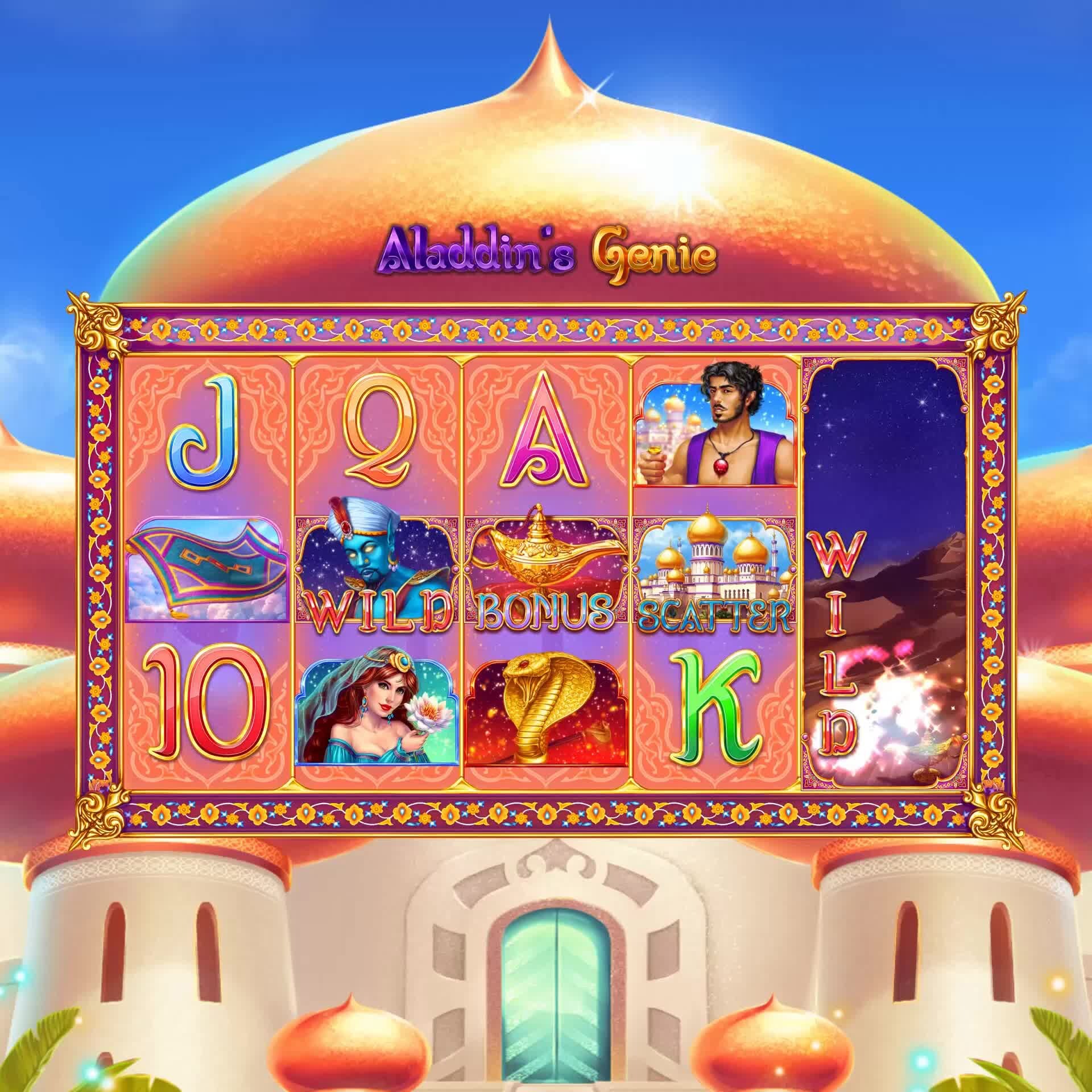 ArtStation - Game reel animation of the online slot game "Aladdin's Genie"