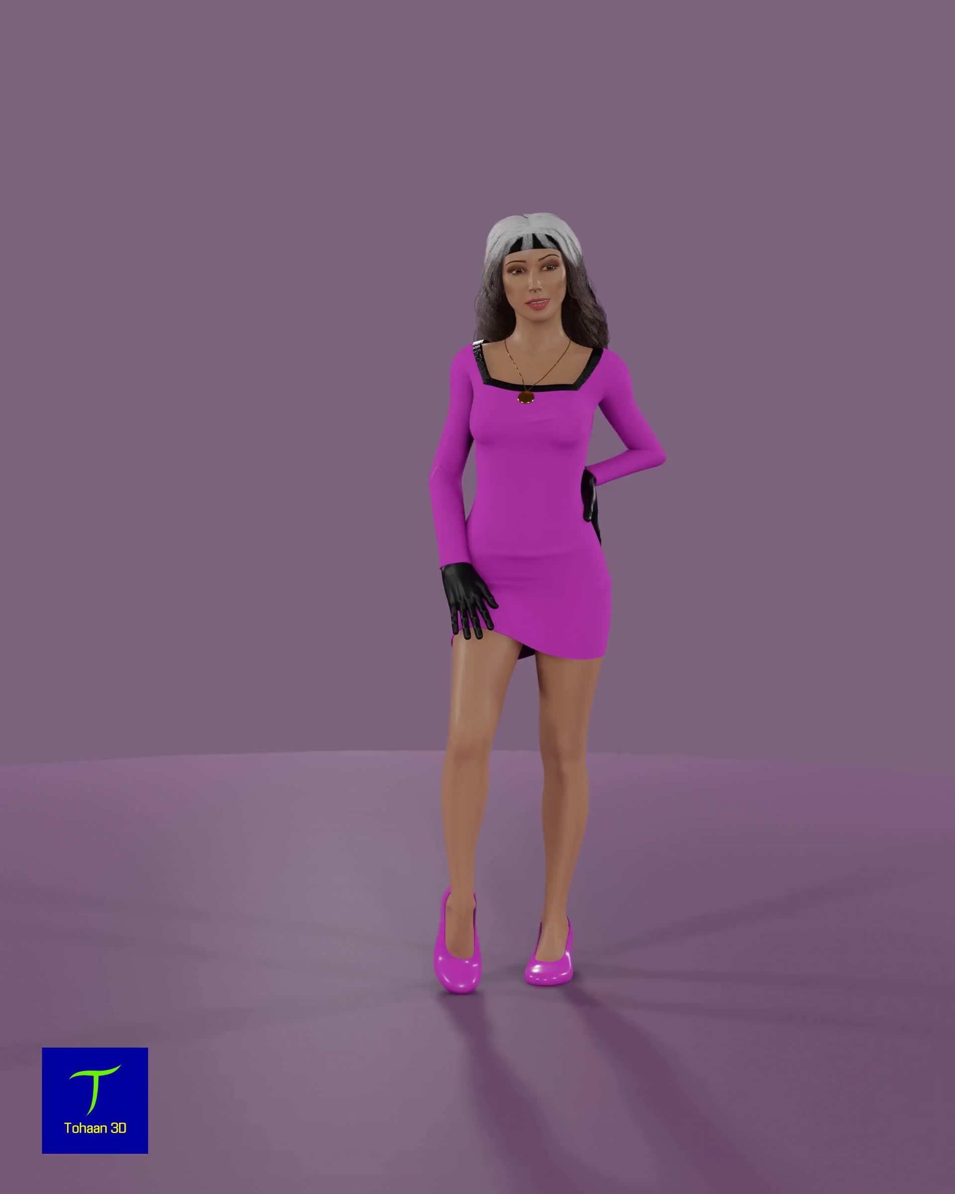 ArtStation - Rogue X-Men Pink Dress clip 360