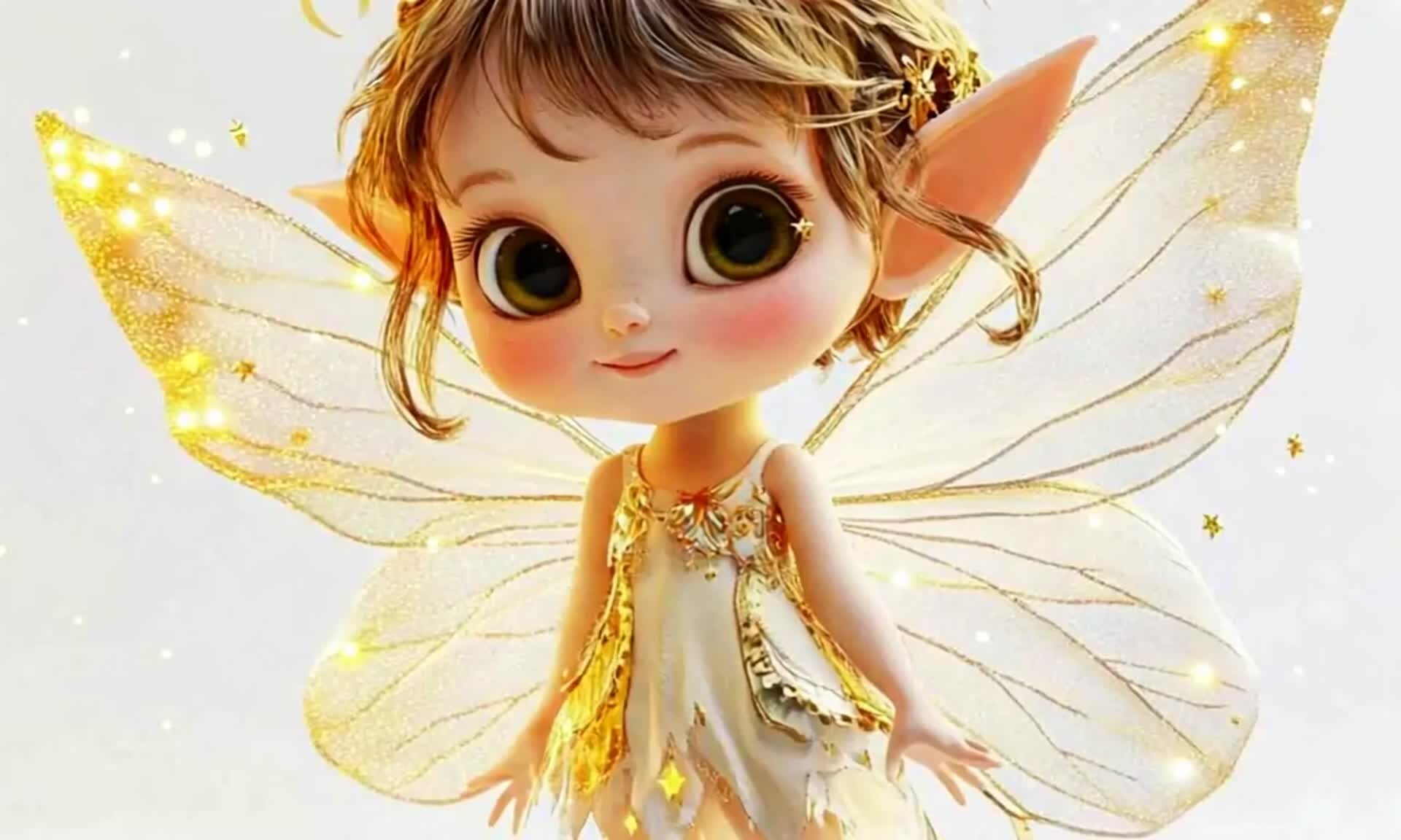 Kelly Johnson - Yellow Sparkling Cute Fairy Dancing