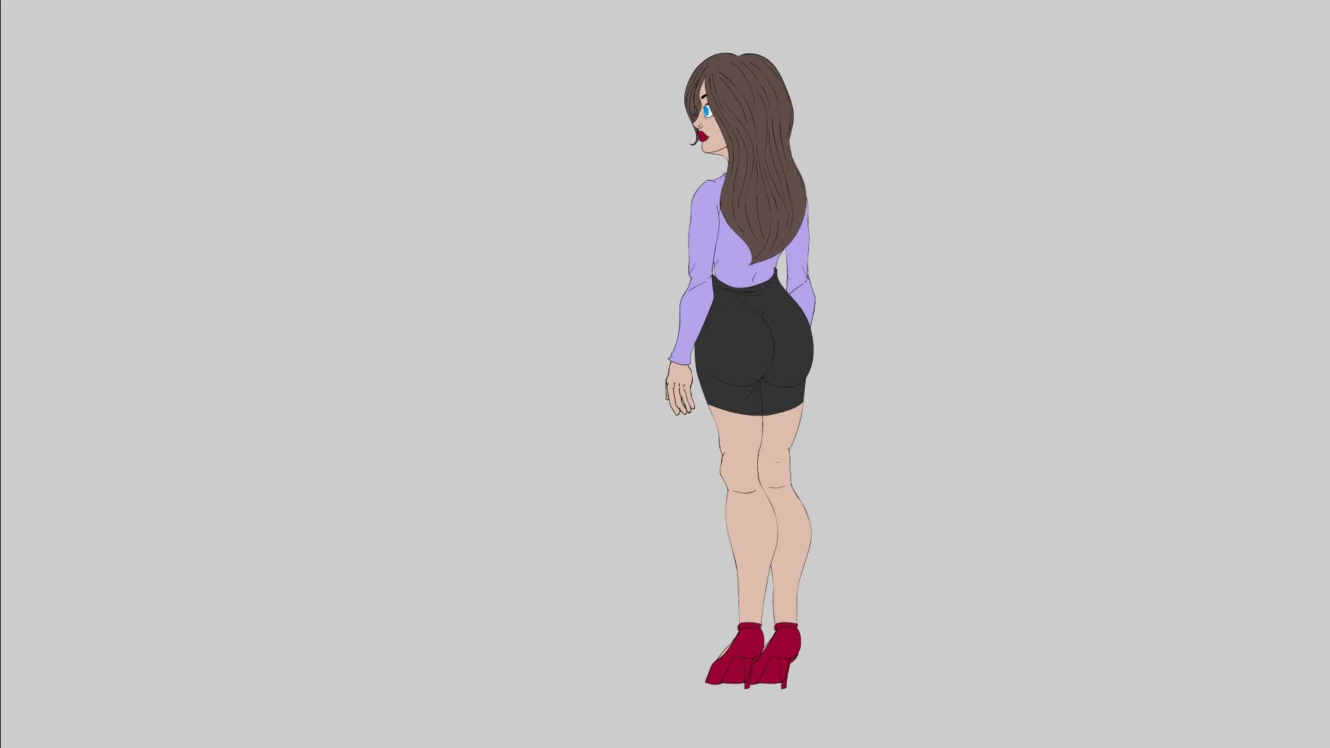 ArtStation - Girl in purple 360 view - Animations