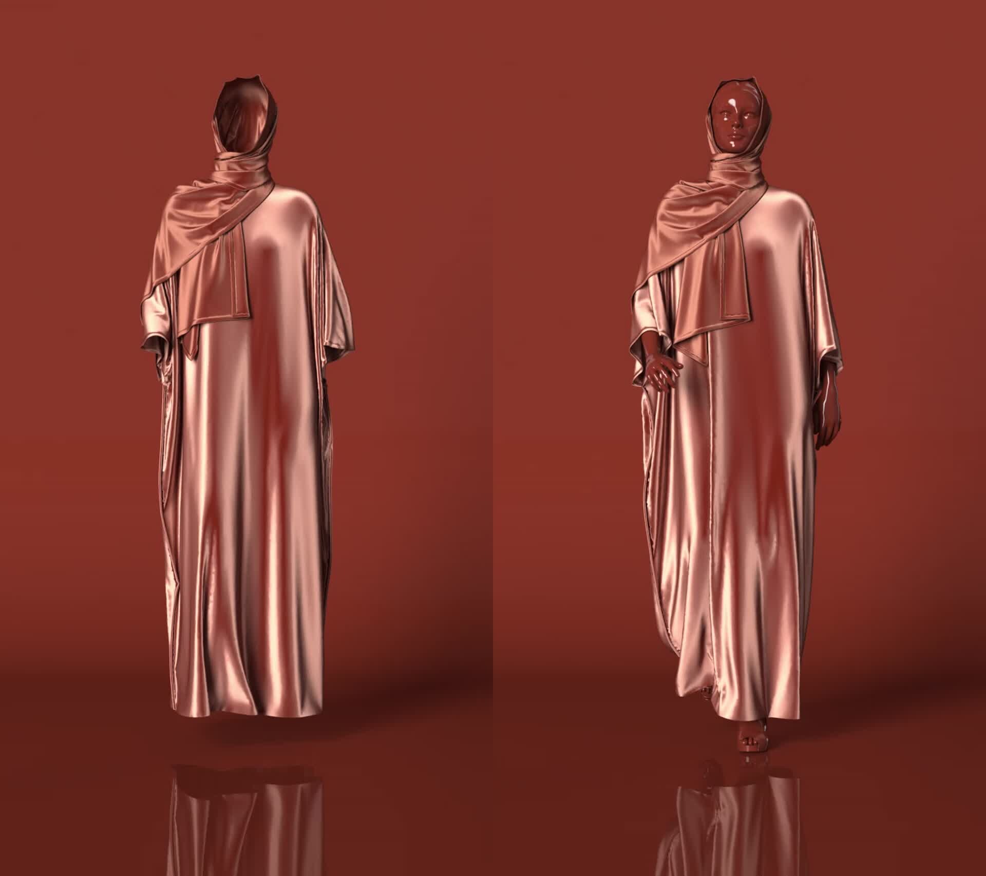 ArtStation - Abaya 04 with hijab Walk Cycle 3D model