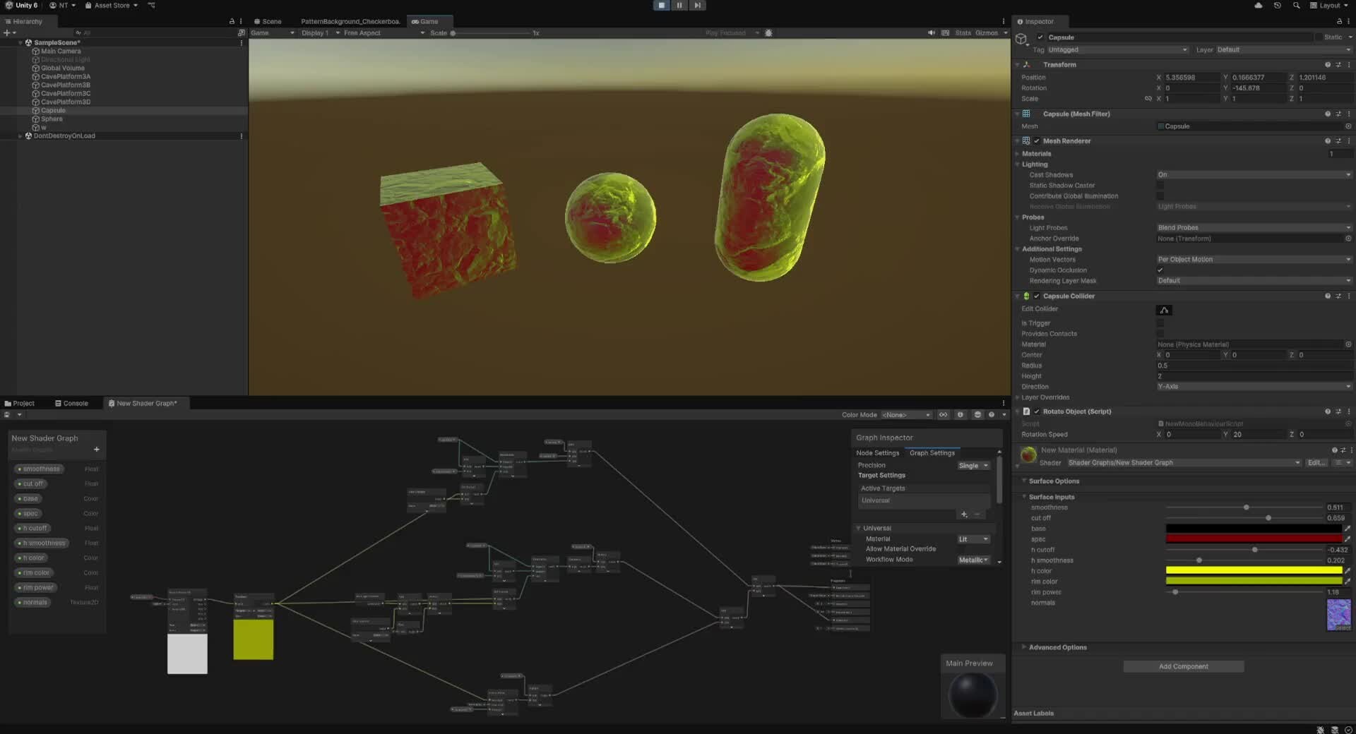 Nitish Thampy - Custom lighting and normals ( shader graph in URP)