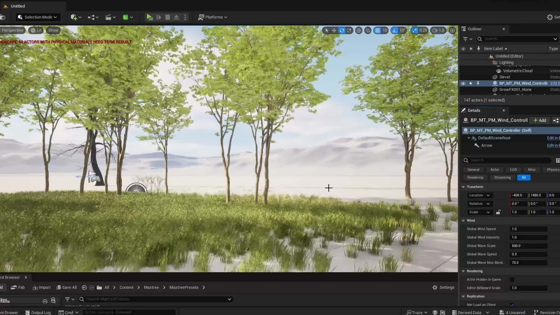 ArtStation - UE5.3 Wind Effect - Add Wind Field, Color Variation.