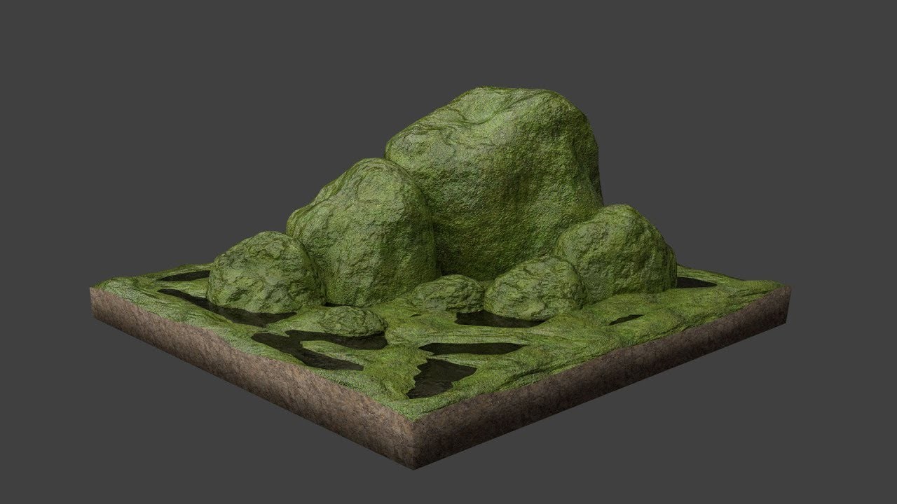 ArtStation - 3D Rocks with editable Moss and Wet