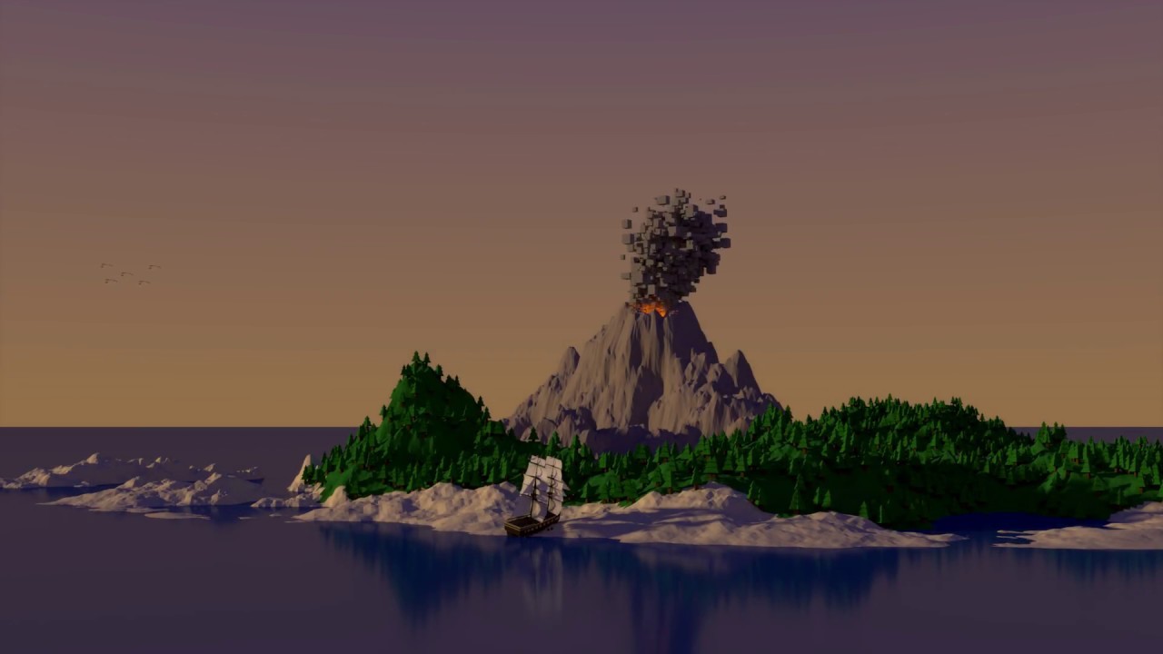 ArtStation - Low Poly Volcano Island