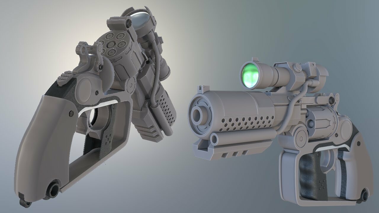 ArtStation - 3D Coat Sci- Fi revolver.