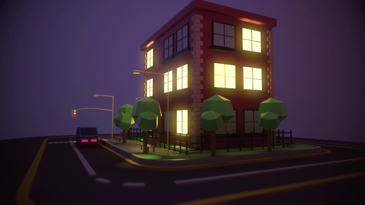 ArtStation - Stylized low poly building