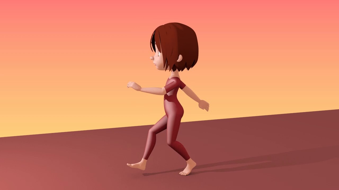 ArtStation - Girl Walk Cycle [Animation Practice]