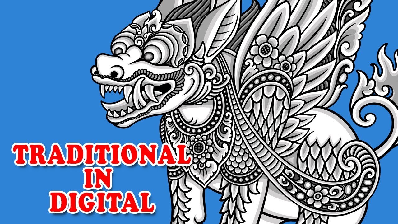 ArtStation - Drawing Singa Ambara Raja - Balinese traditional ornament ...