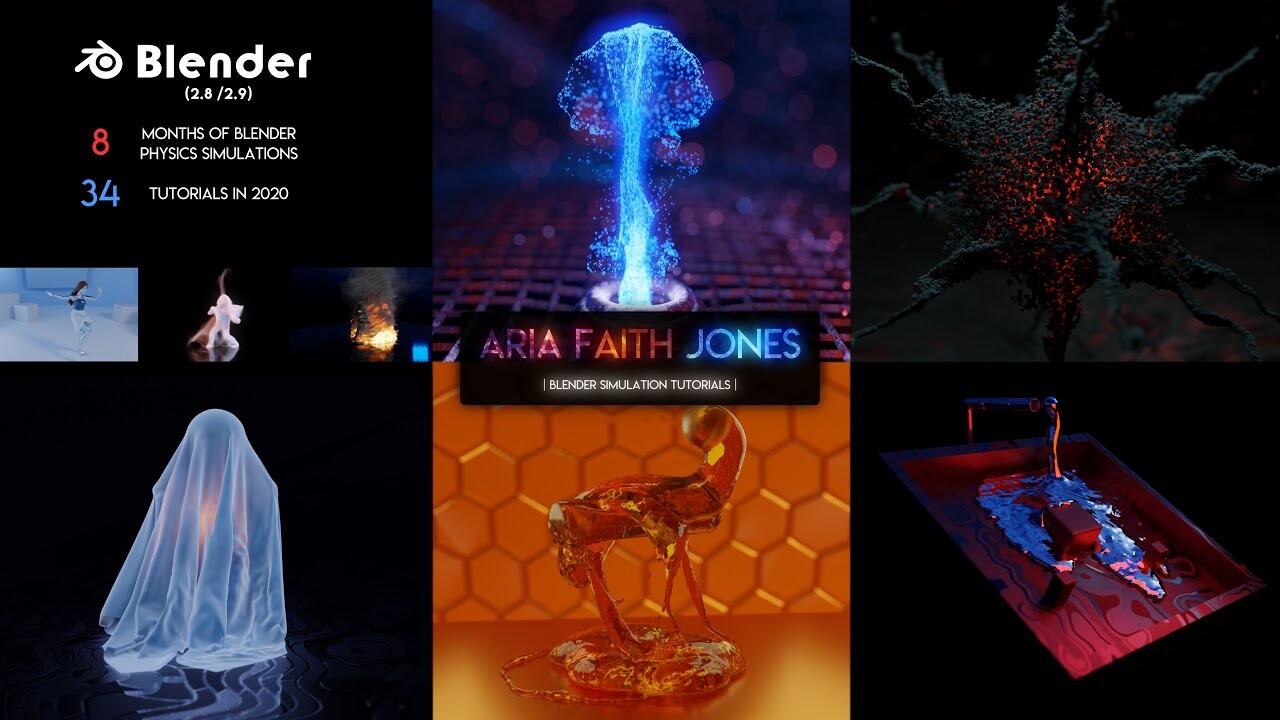 Aria Faith Jones - Blender | 8 Months of Physics Simulations + 34 Tutorials | 4K