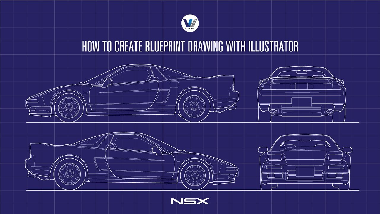 ArtStation - HONDA NSX 1990/BLUEPRINT DRAWING WITH ILLUSTRATOR