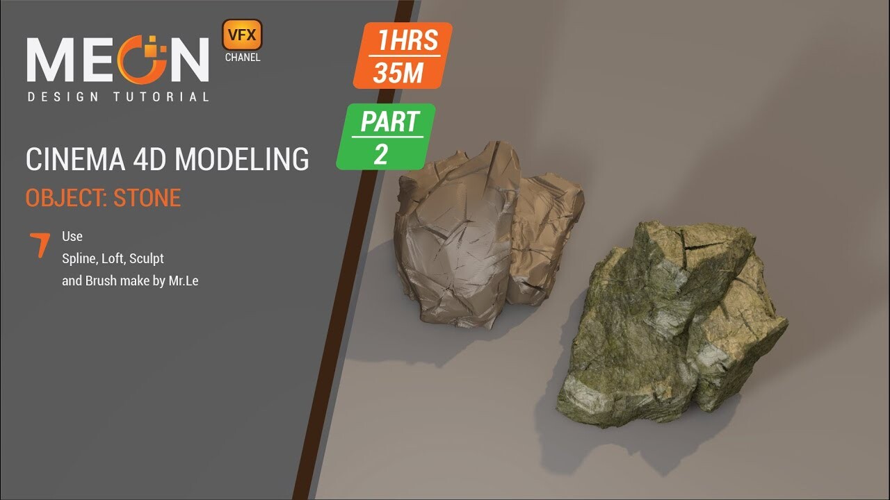 ArtStation - CINEMA 4D Modeling Stone Tutorial use Sculpt and Brush Part 2