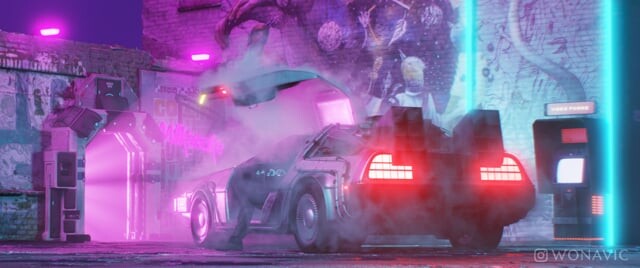 ArtStation - Synthwave Delorean Loop