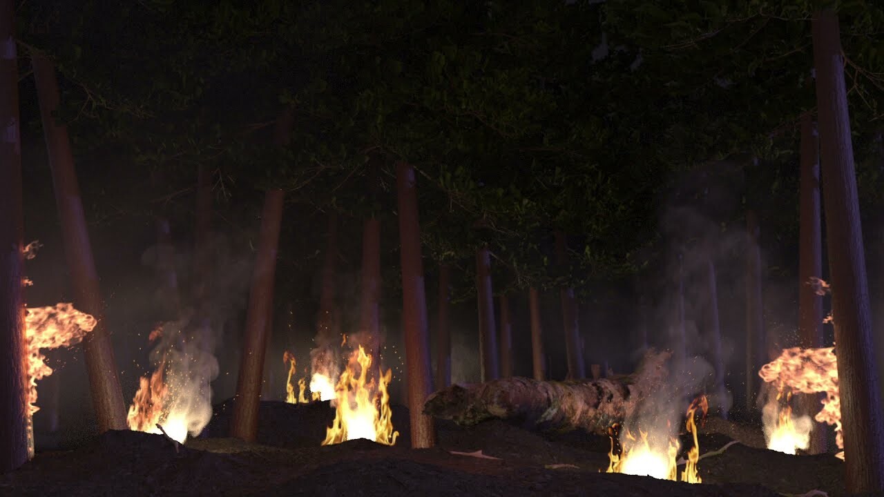 ArtStation - Forest Fire Compositing 3D Assets and 2D Integration