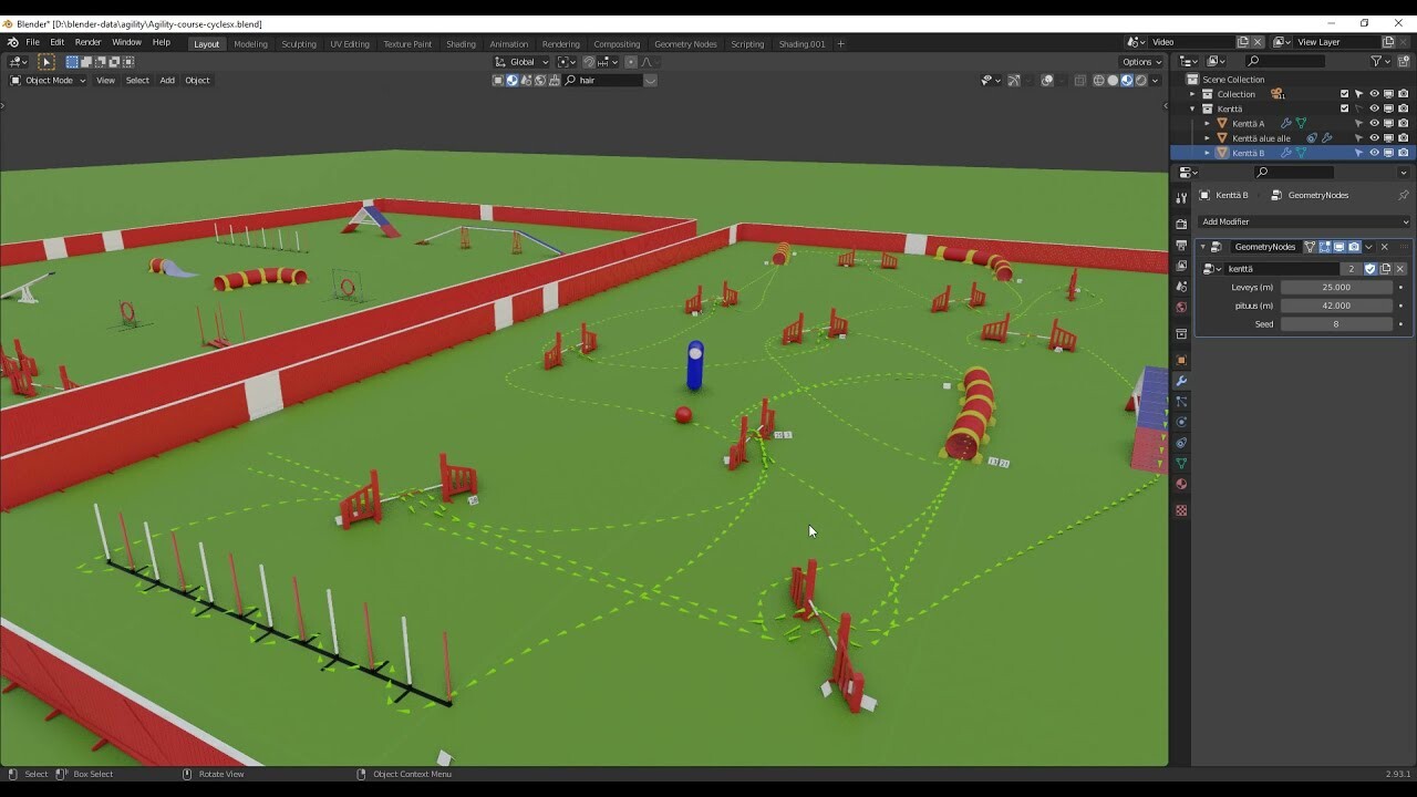 ArtStation - Agility track and obstacles with Blender geometry nodes