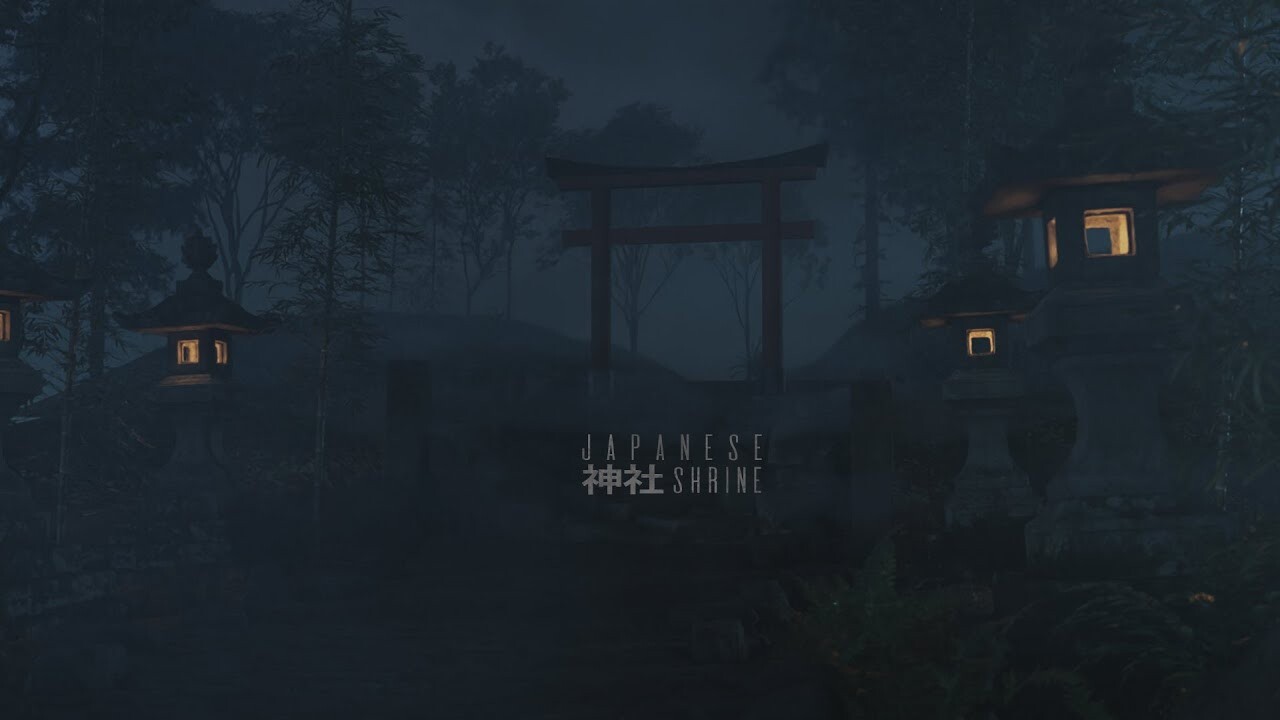 ArtStation - Japanese Shrine at night