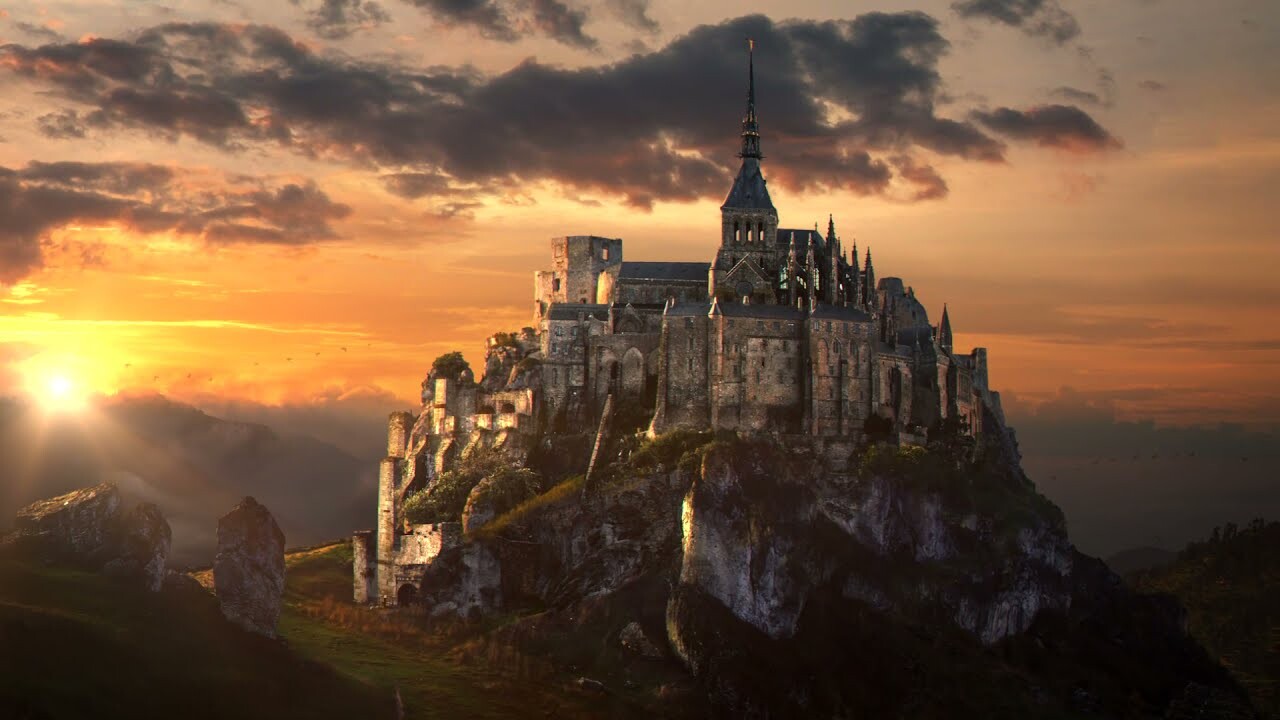 ArtStation - Castle in the sunset