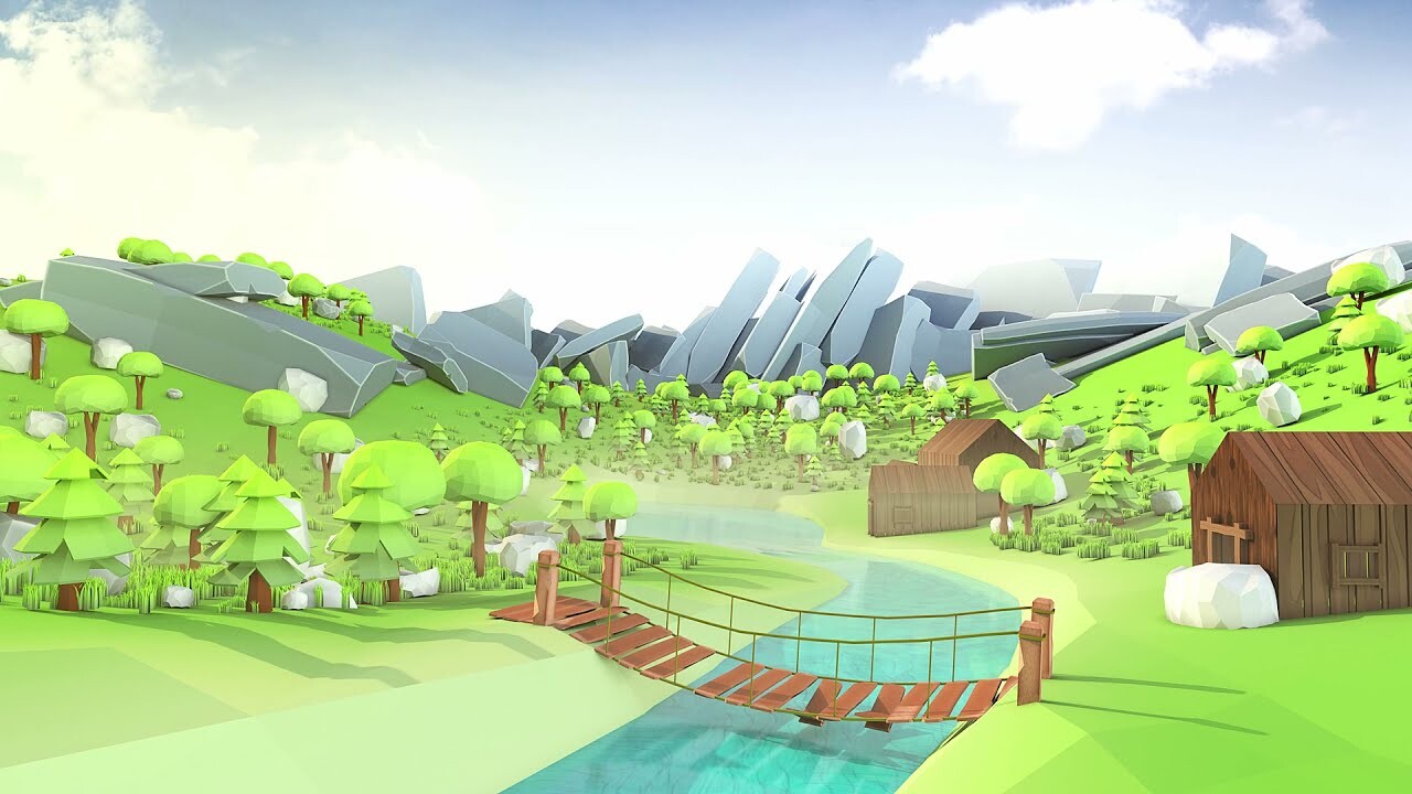 ArtStation - Maya Cartoon Environment Set by MASH