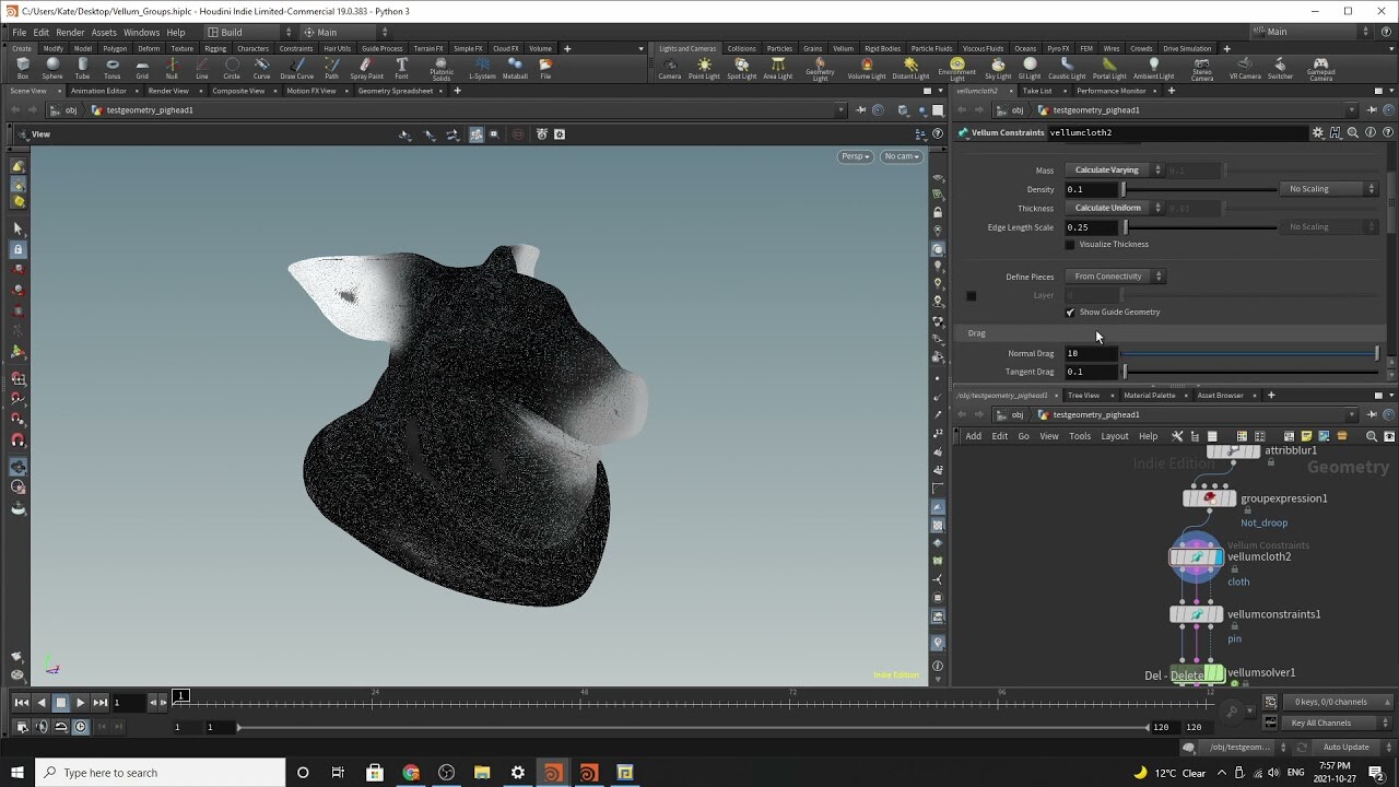 ArtStation - Localized Vellum Drooping and Houdini 19's File Cache SOP ...
