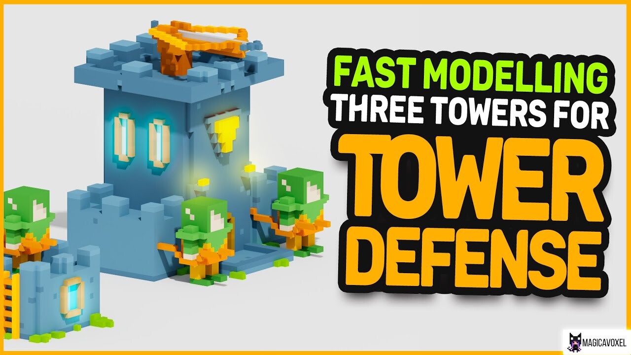 ArtStation - Fast modelling three towers for Tower Defense in voxel style