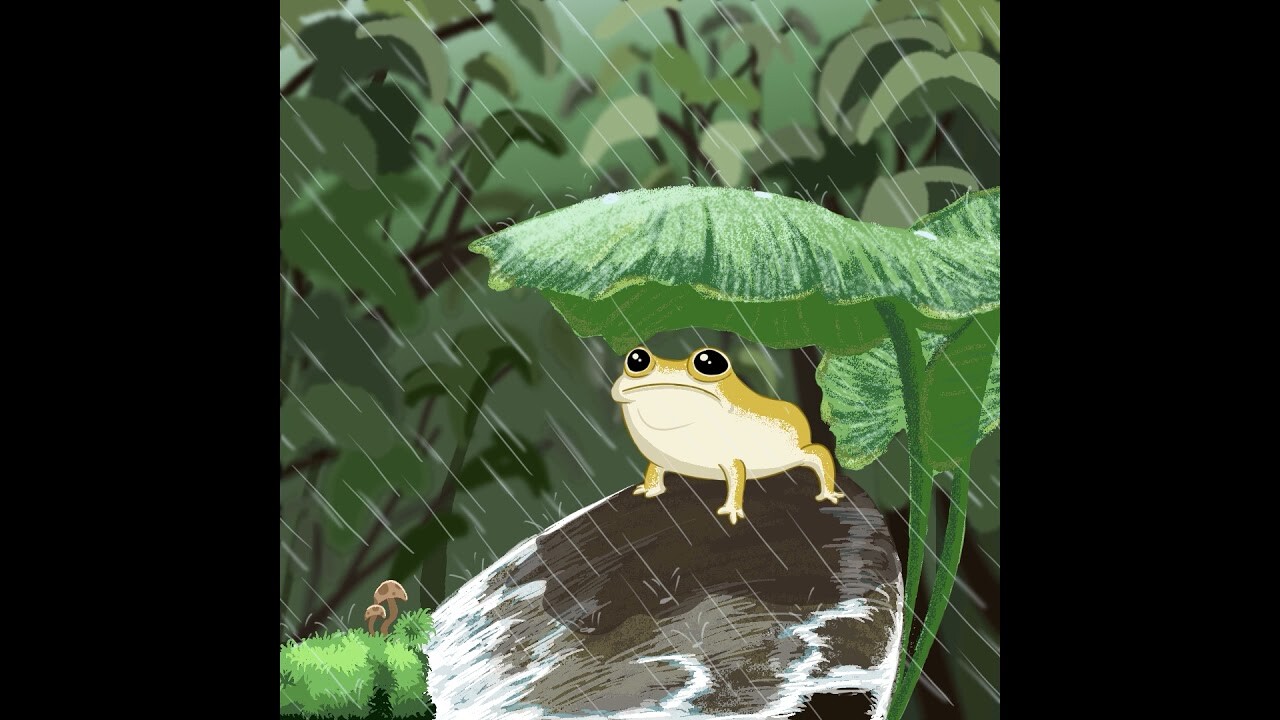 ArtStation - Frog in rain