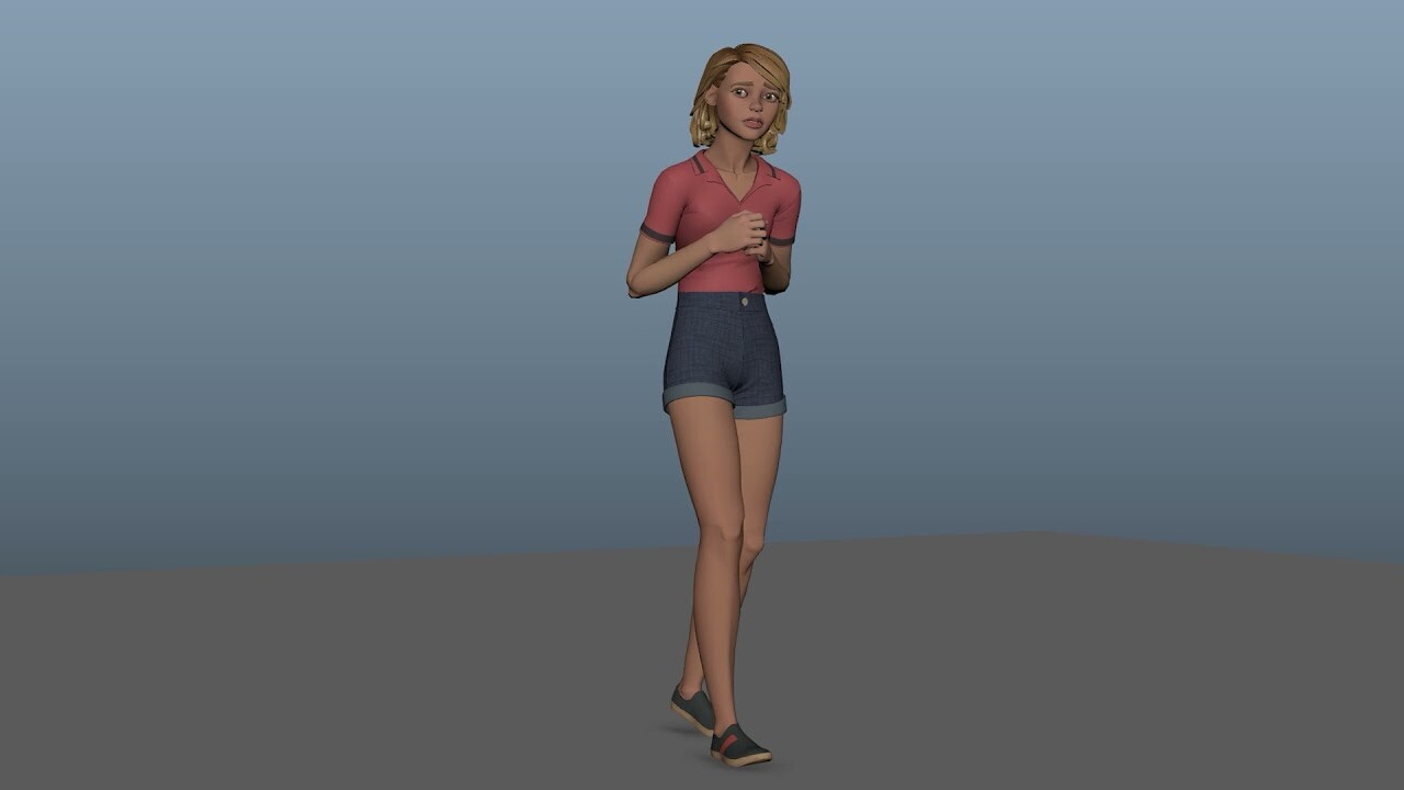 ArtStation - Shy girl walking Animation