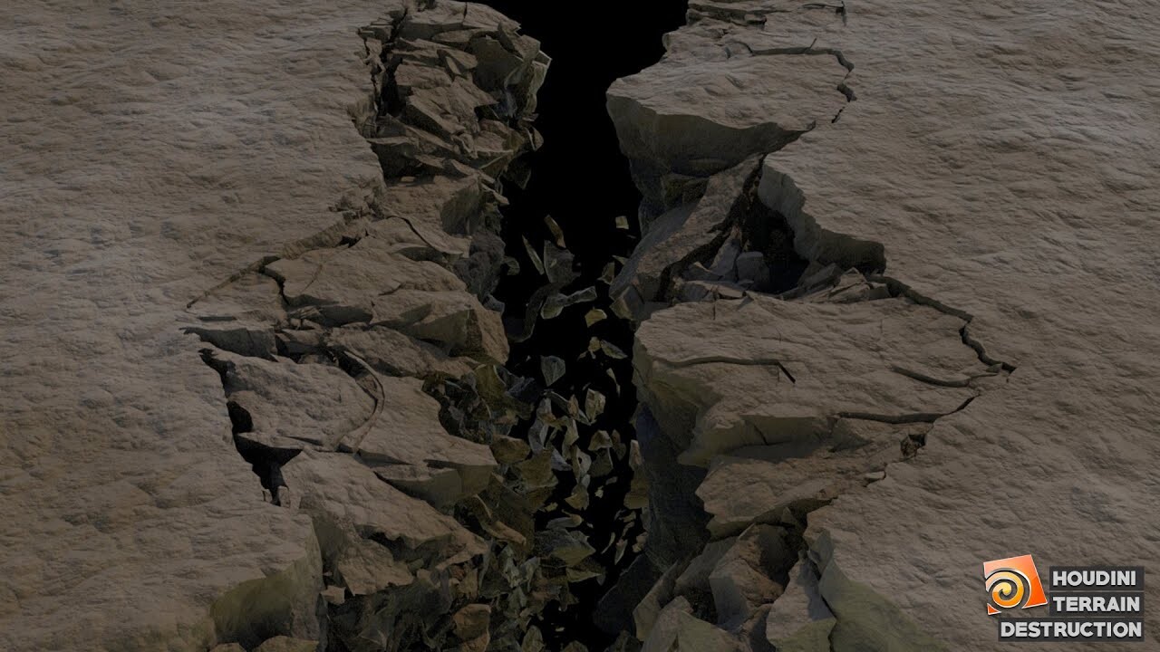 ArtStation - Houdini Ground Crack and Collapse || Terrain Destruction ...