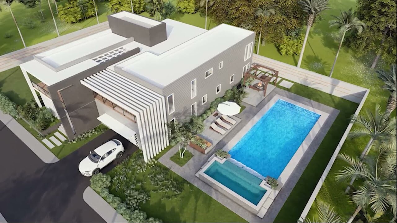 ArtStation - Modern House Design with Landscaping | 3D Exterior ...