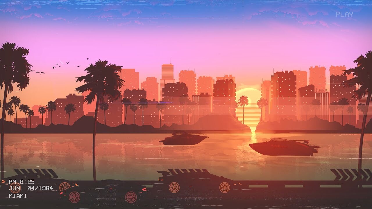 ArtStation - Miami '89 | The Midnight - Sunset | Short animation