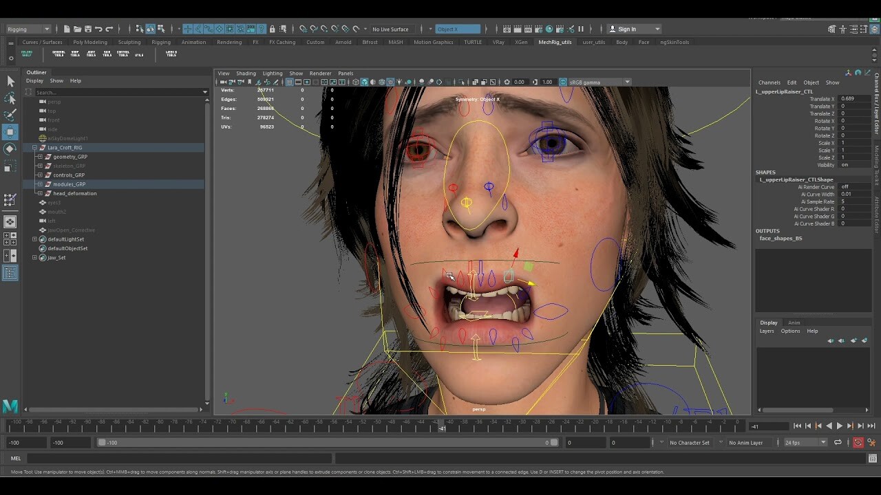 ArtStation - Lara Croft Face Rig - Maya Animation & Rigging