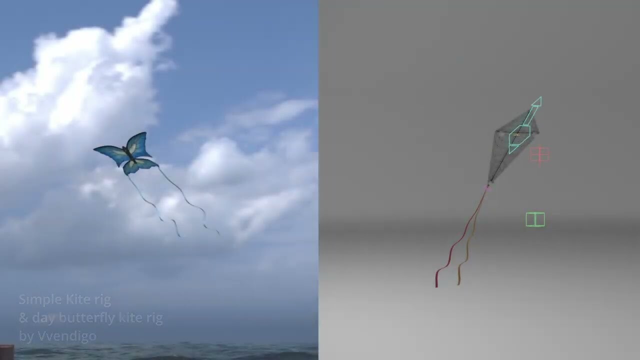 ArtStation - Rig02 & 03 : Simple kite & day butterfly kite