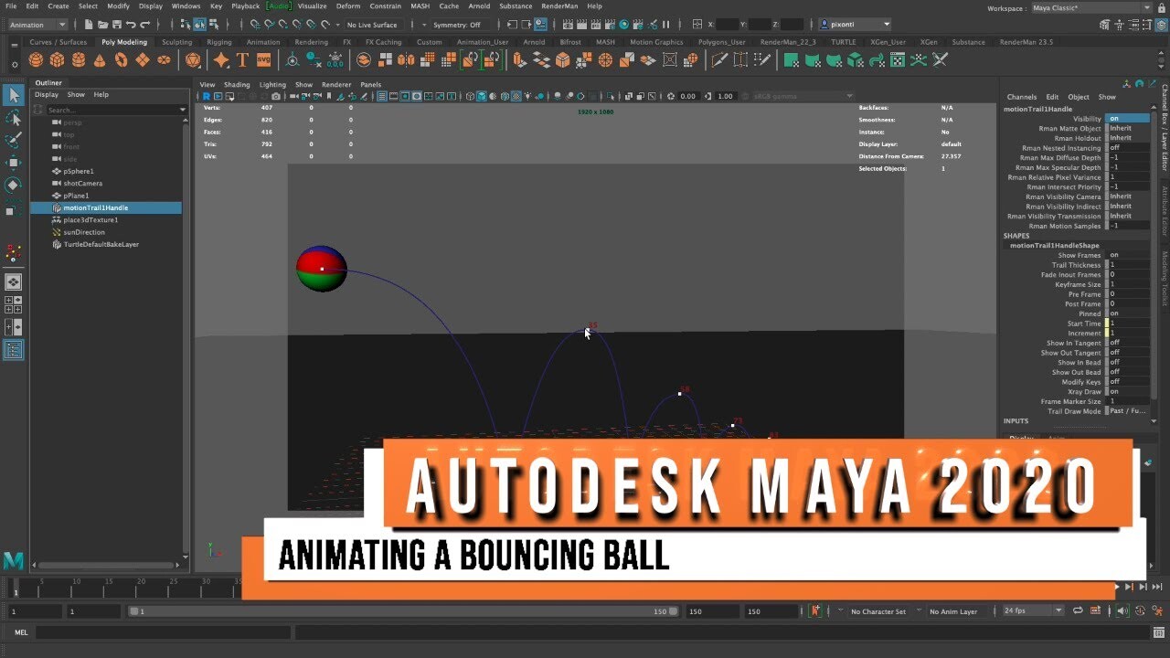 Stephen Studyvin - Animation Exercise: Animating a bouncing ball in Maya