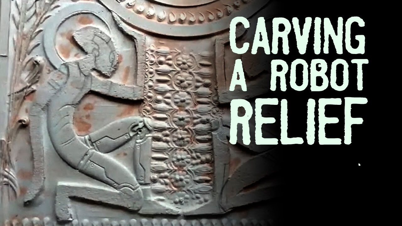 ArtStation - Carving a robot relief in Plaster