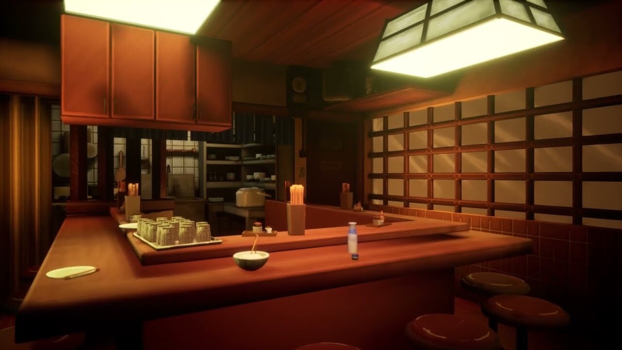 ArtStation - Midnight Diner in the Style of Persona 5
