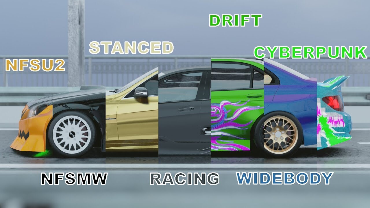 ArtStation - 1 CAR DIFFERENT TUNING STYLES PART 5(MB W204)|NFSU2|NFSMW ...