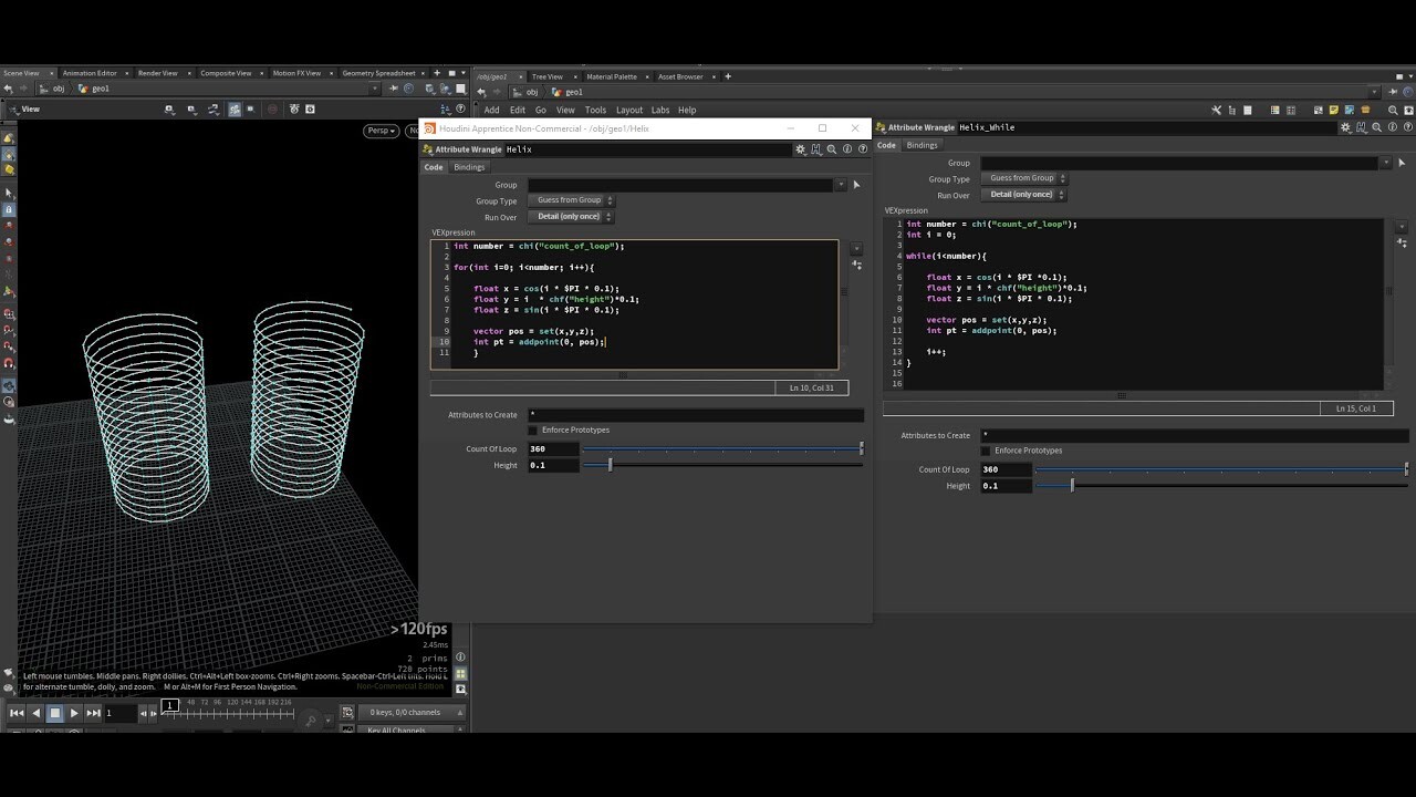 Sercan Yasar - Houdini VEX For Loop Example (Turkce)