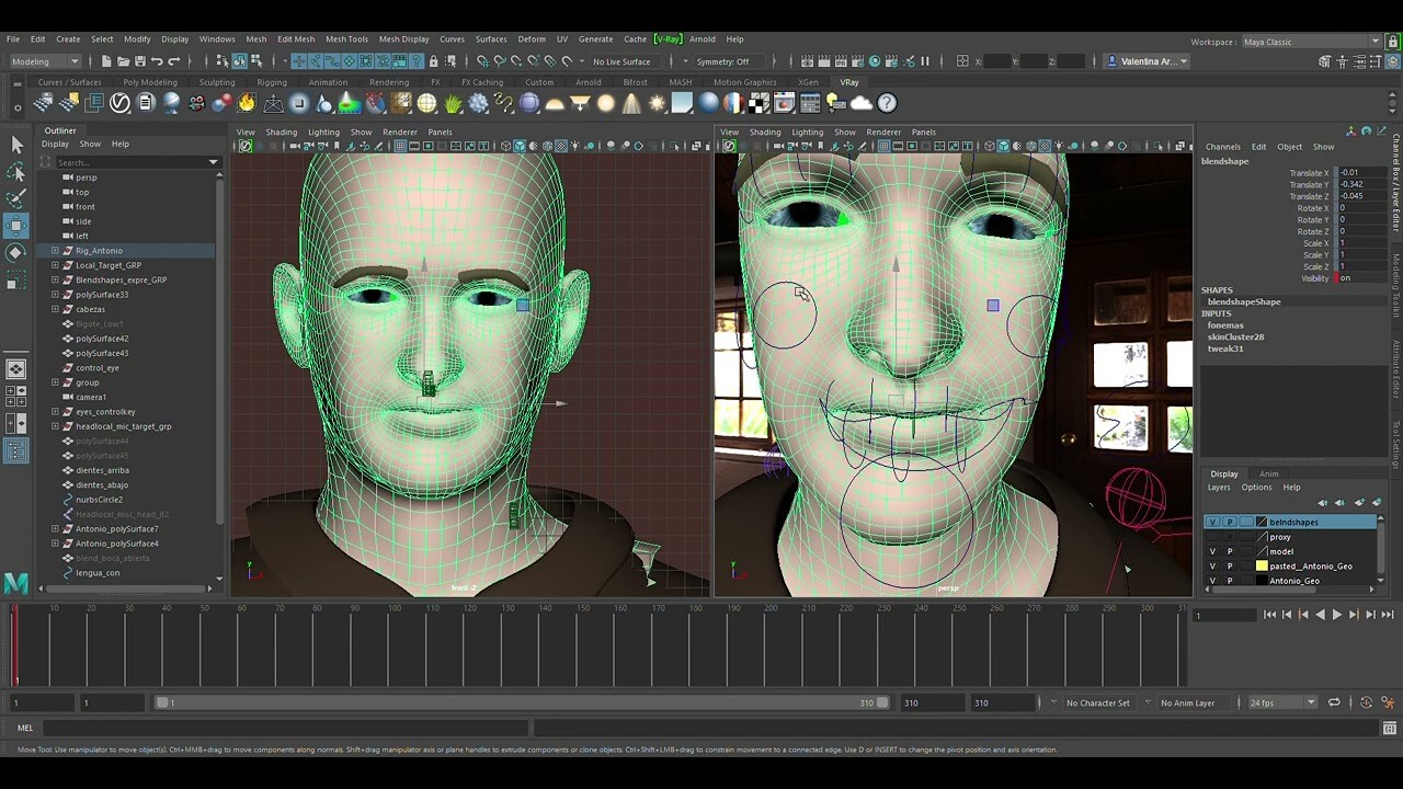 ArtStation - Rigging facial con blendshapes Antonio