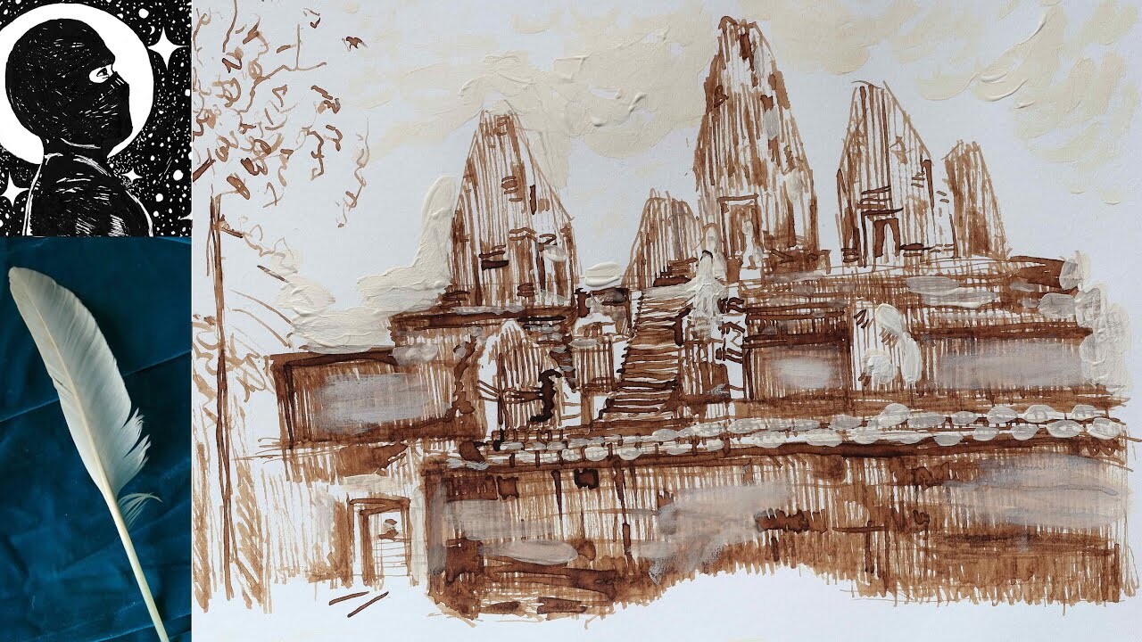 ArtStation - Hindu temple Pre Rup drawing