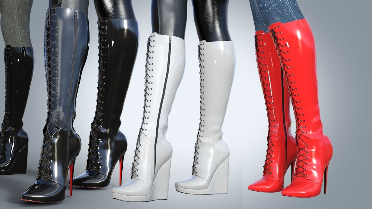 ArtStation - Boots with lacing two pairs