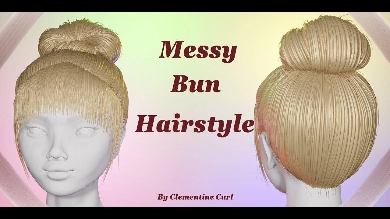 ArtStation - Messy bun hairstyle with bangs 360 video