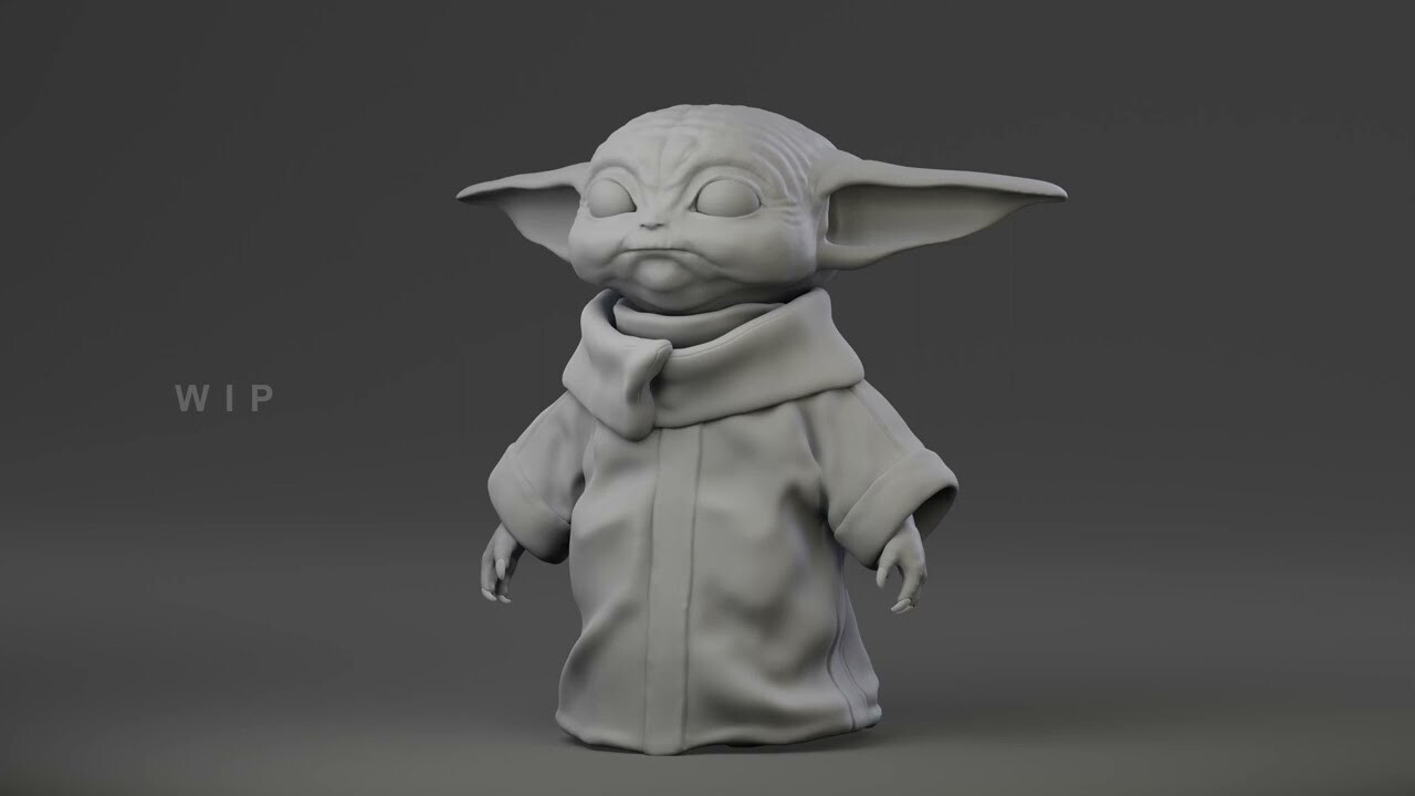 ArtStation - WIP: Sculpting the Adorable Grogu - A 3D Journey