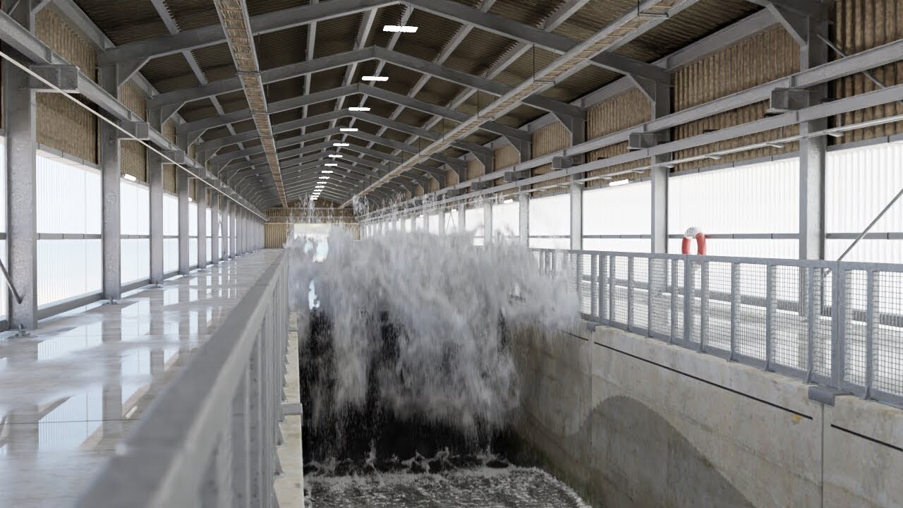 ArtStation - Large Wave Flume Blender Simulation