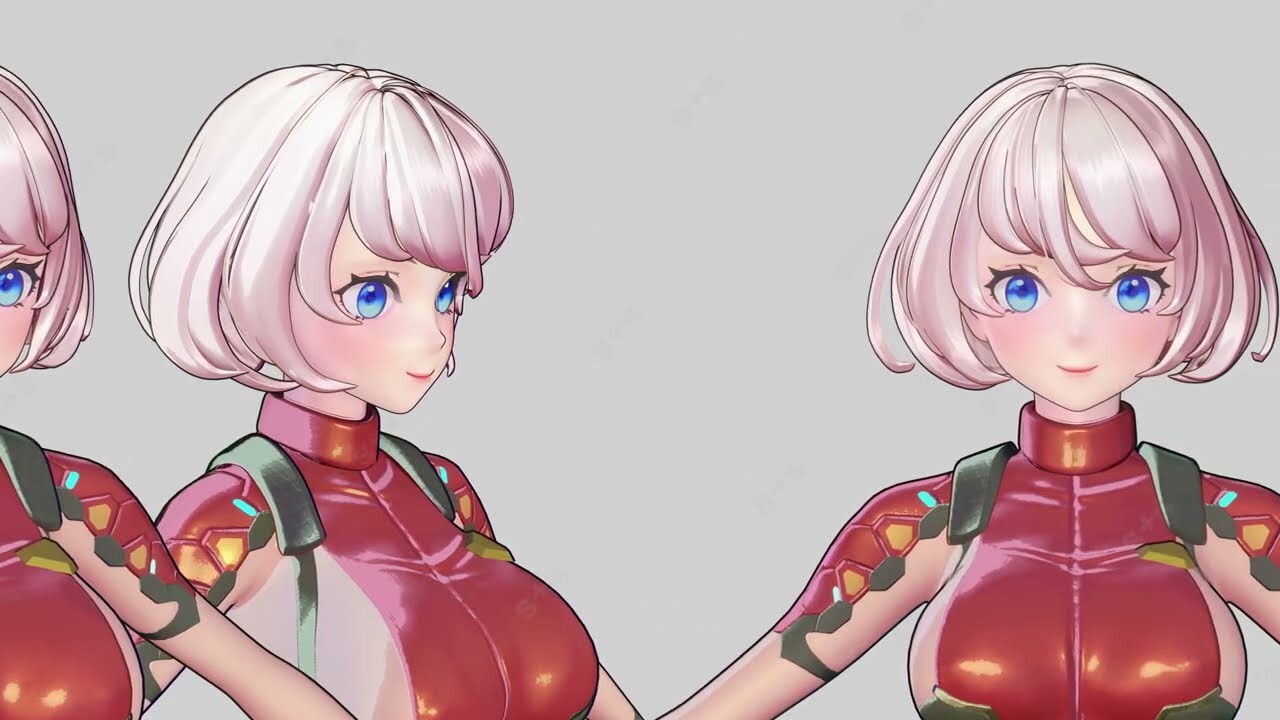 ArtStation - ACG girl -NPR face hair（RGB Light test）卡通渲染女孩测试 video