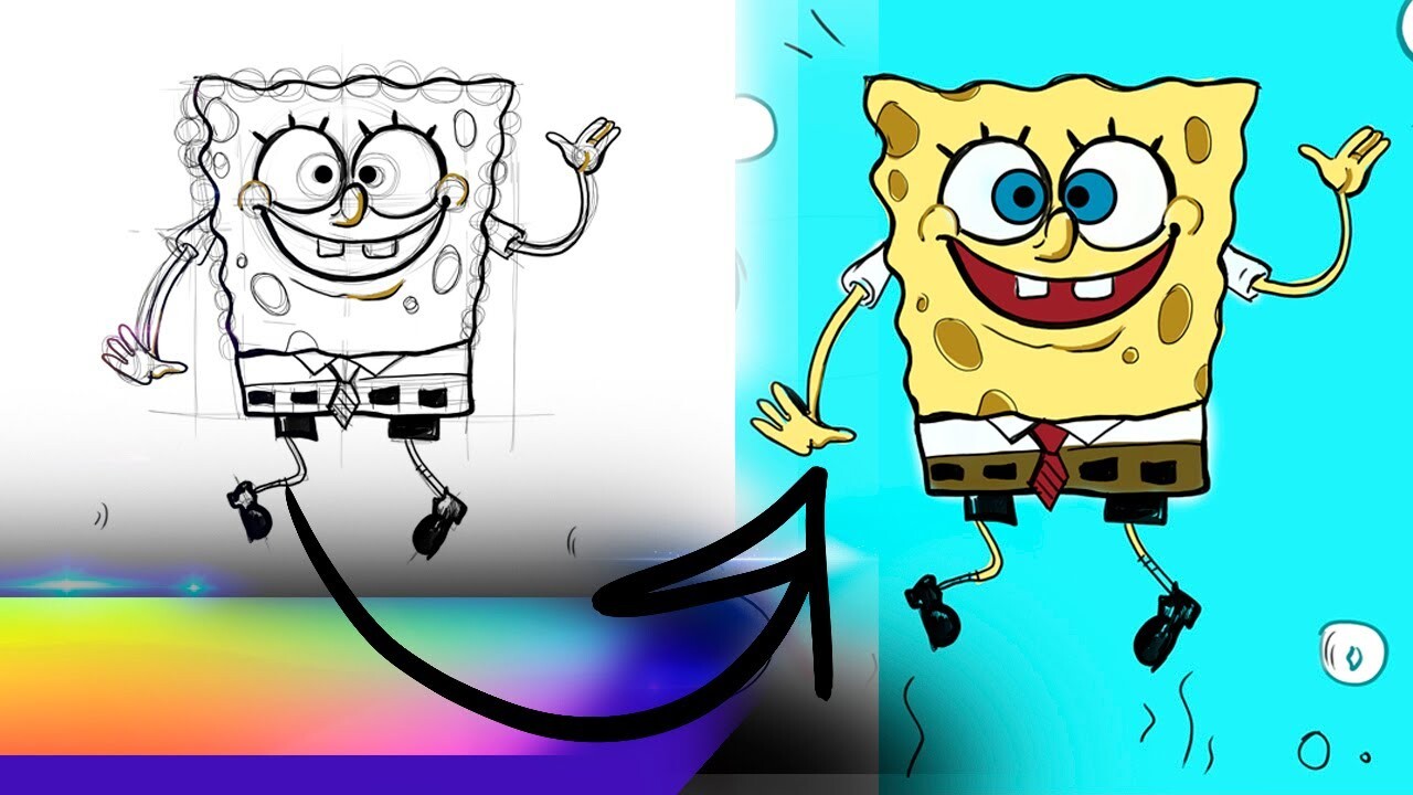ArtStation - SpongeBob SquarePants Easy Step by step, Drawing process ...