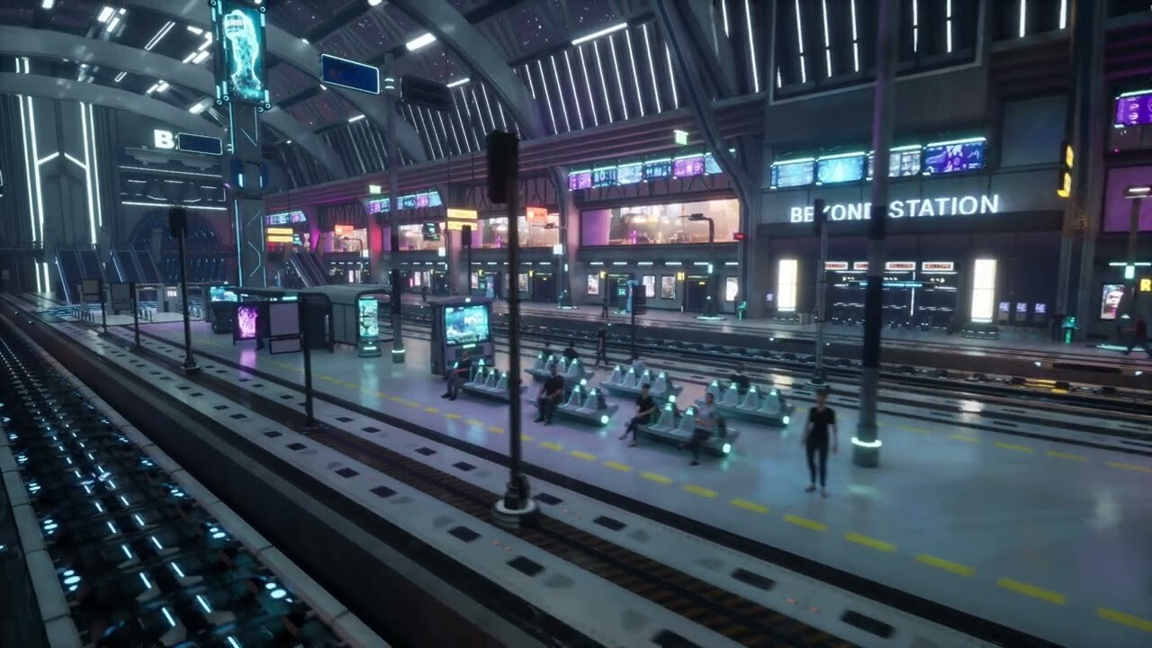 ArtStation - cyber train station
