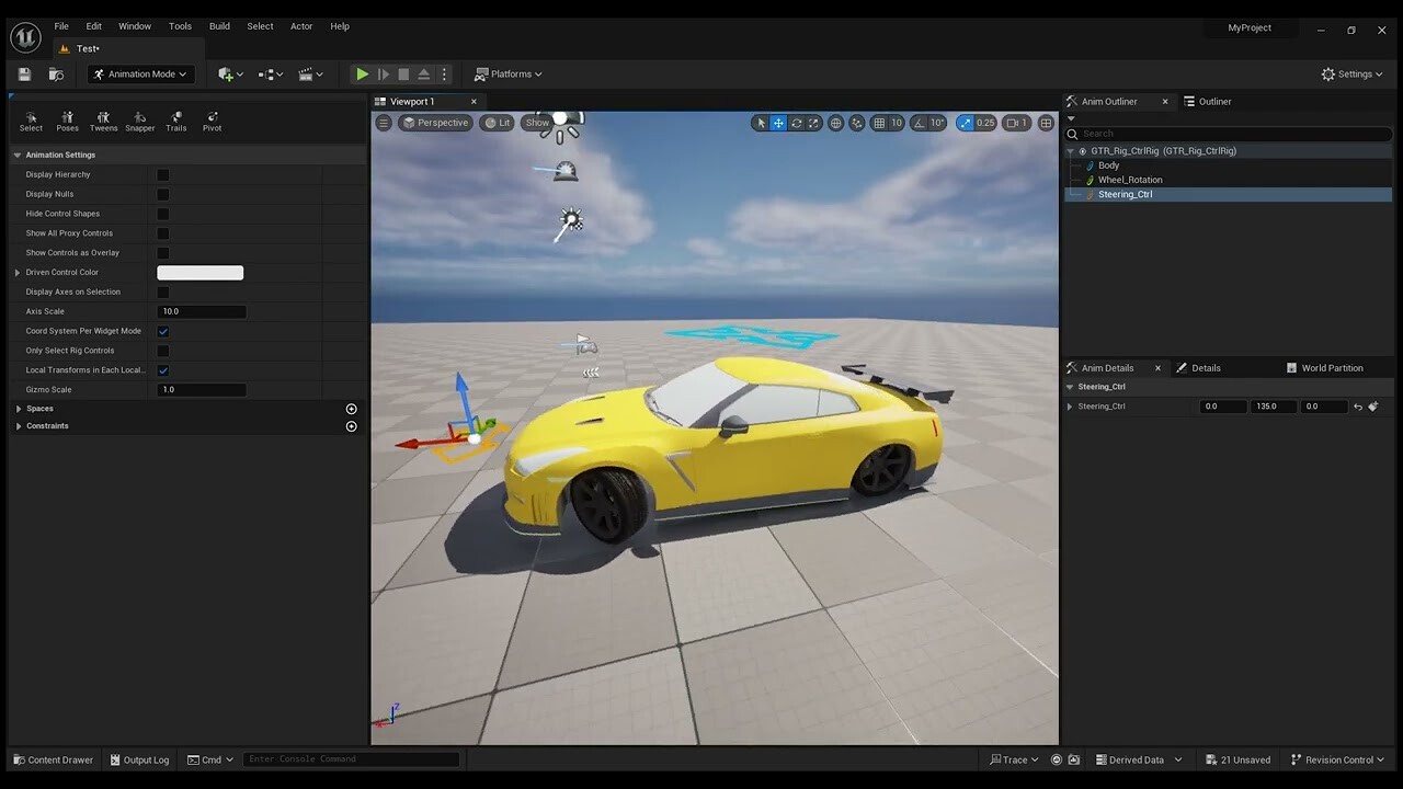 ArtStation - Car Control Rig in UE5.3 - First Tests