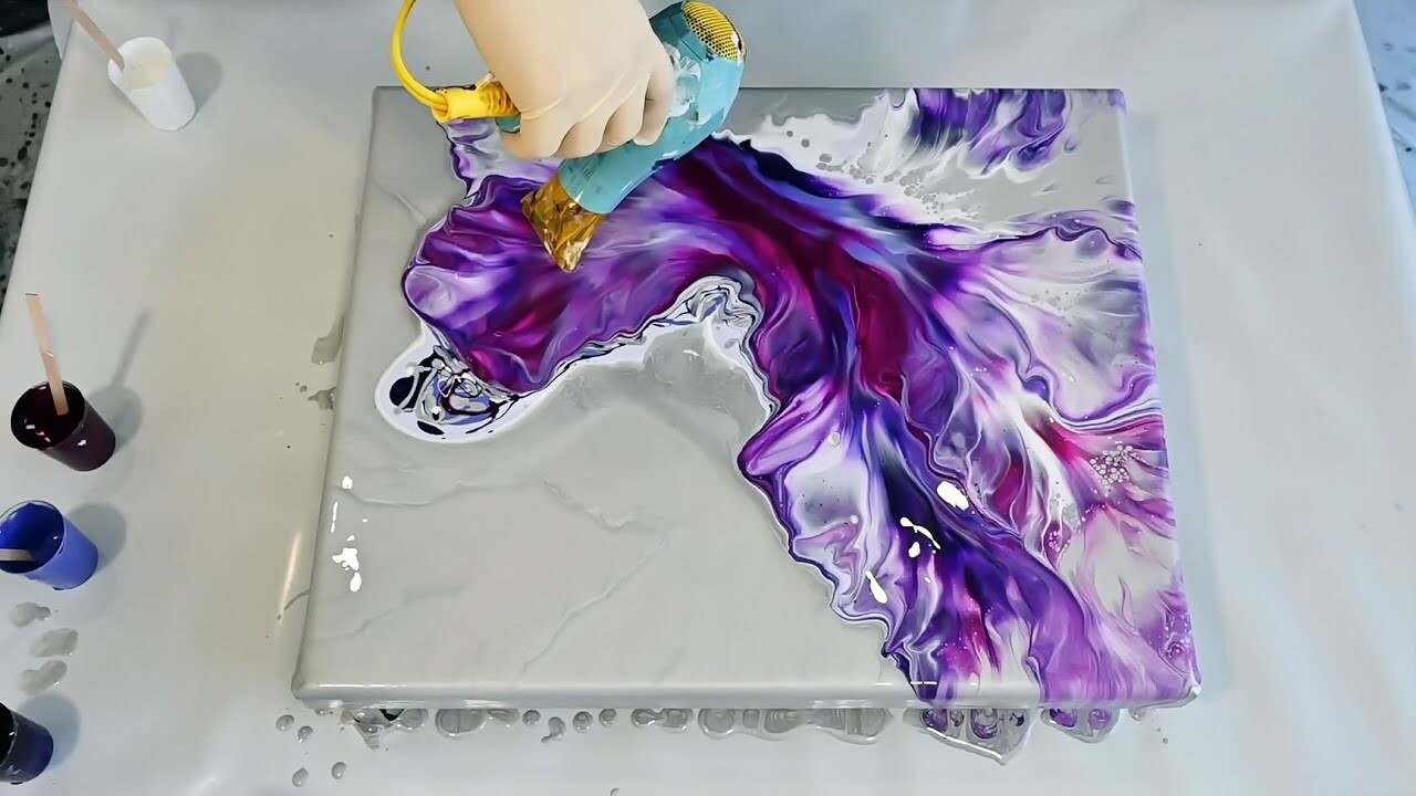 ArtStation - Chasing NEGATIVE SPACE ~ Silver & Violets are Just STUNNING Together ~ Acrylic Pour ...