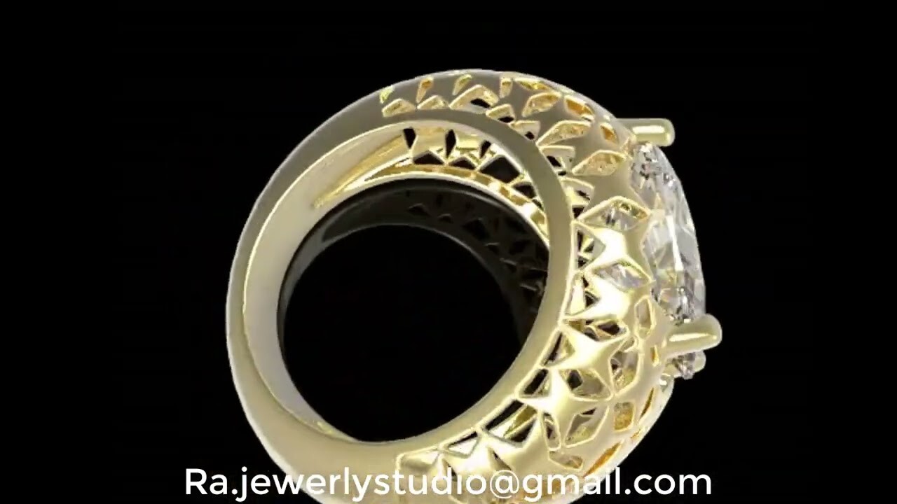 ArtStation - stars ring diamond cut oval 14x10mm