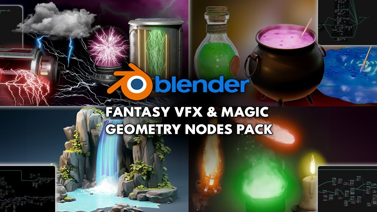 ArtStation - Blender Fantasy VFX & Magic Geometry Nodes Pack
