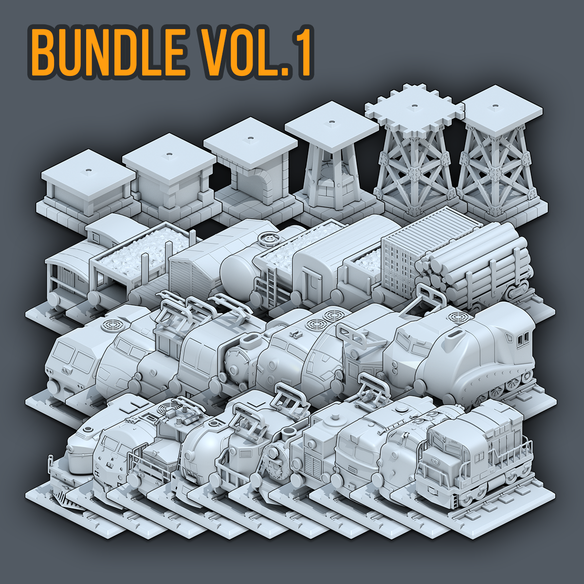 ArtStation - Trains & Rails World Bundle Vol.1 - STL files for 3D ...